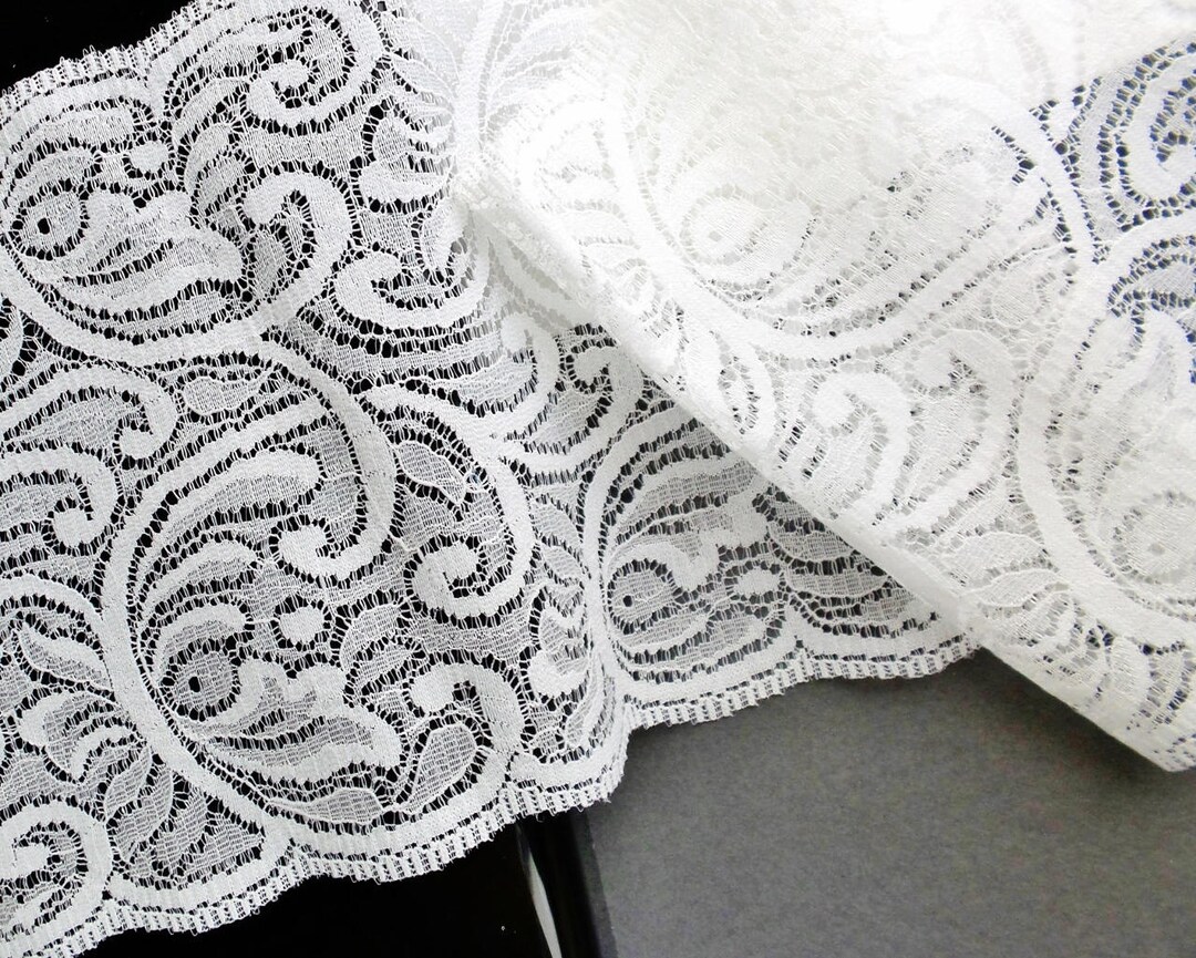 Pure White Swirl Lace 5.5" In. Wide Lace Galloon 2 Yards Filigree Leave ...