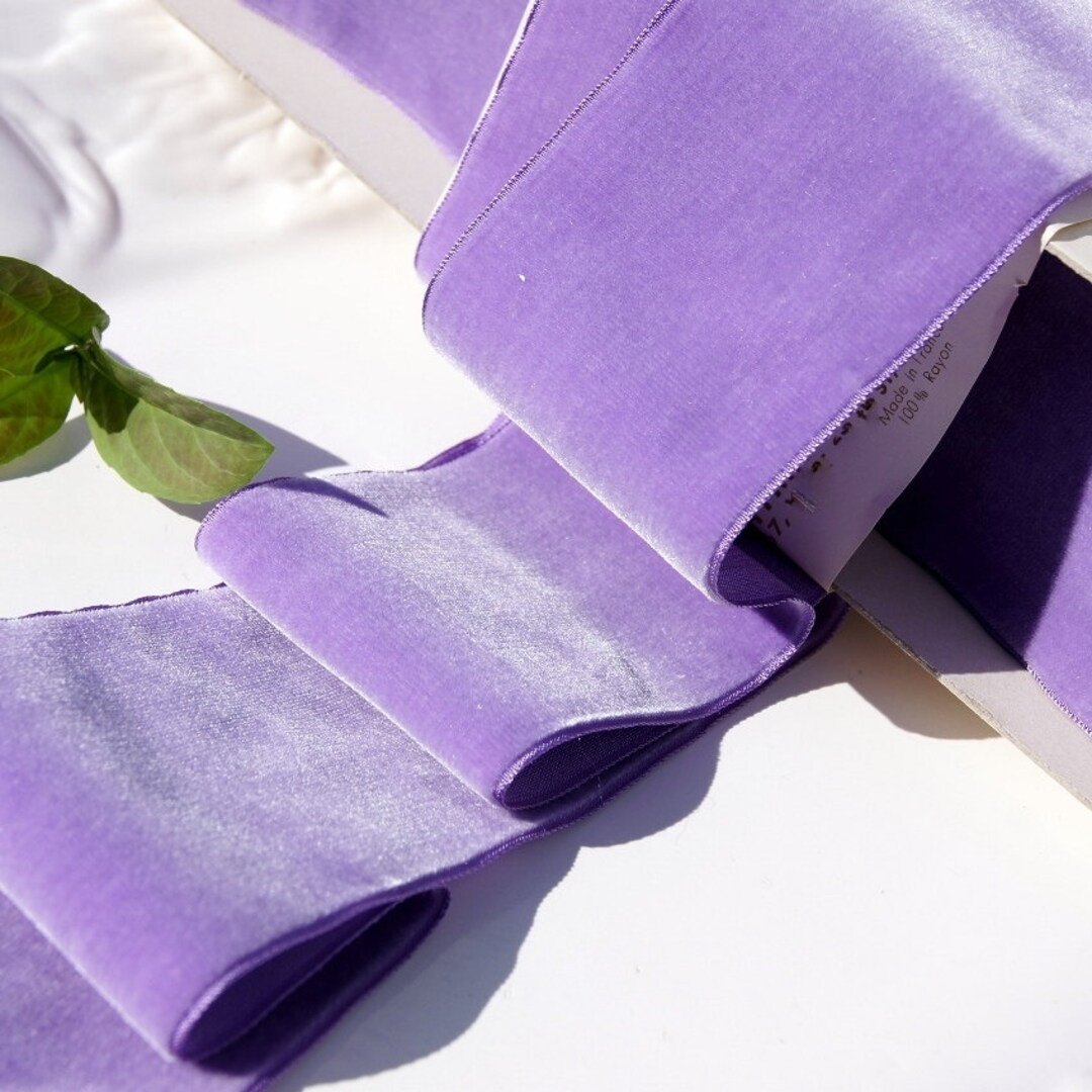 Vintage French Velvet Ribbon Trim 72mm Wide Lavender Velvet Ribbon by ...