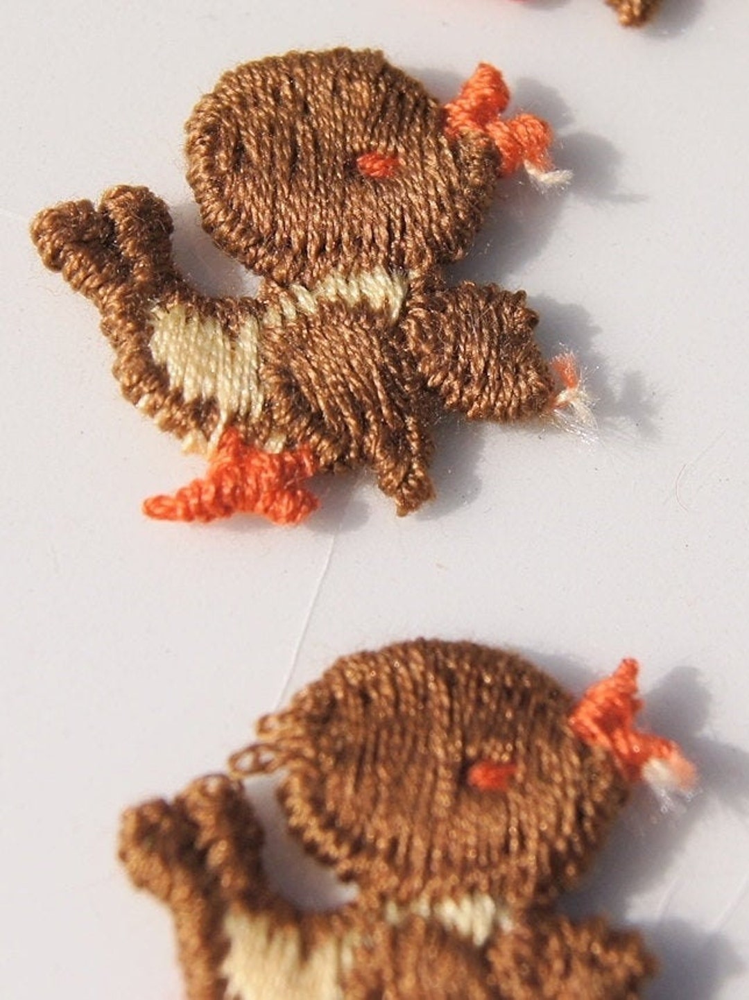 1960s Vintage Chick Applique, Brown Orange Bird Embroidery Patch ...