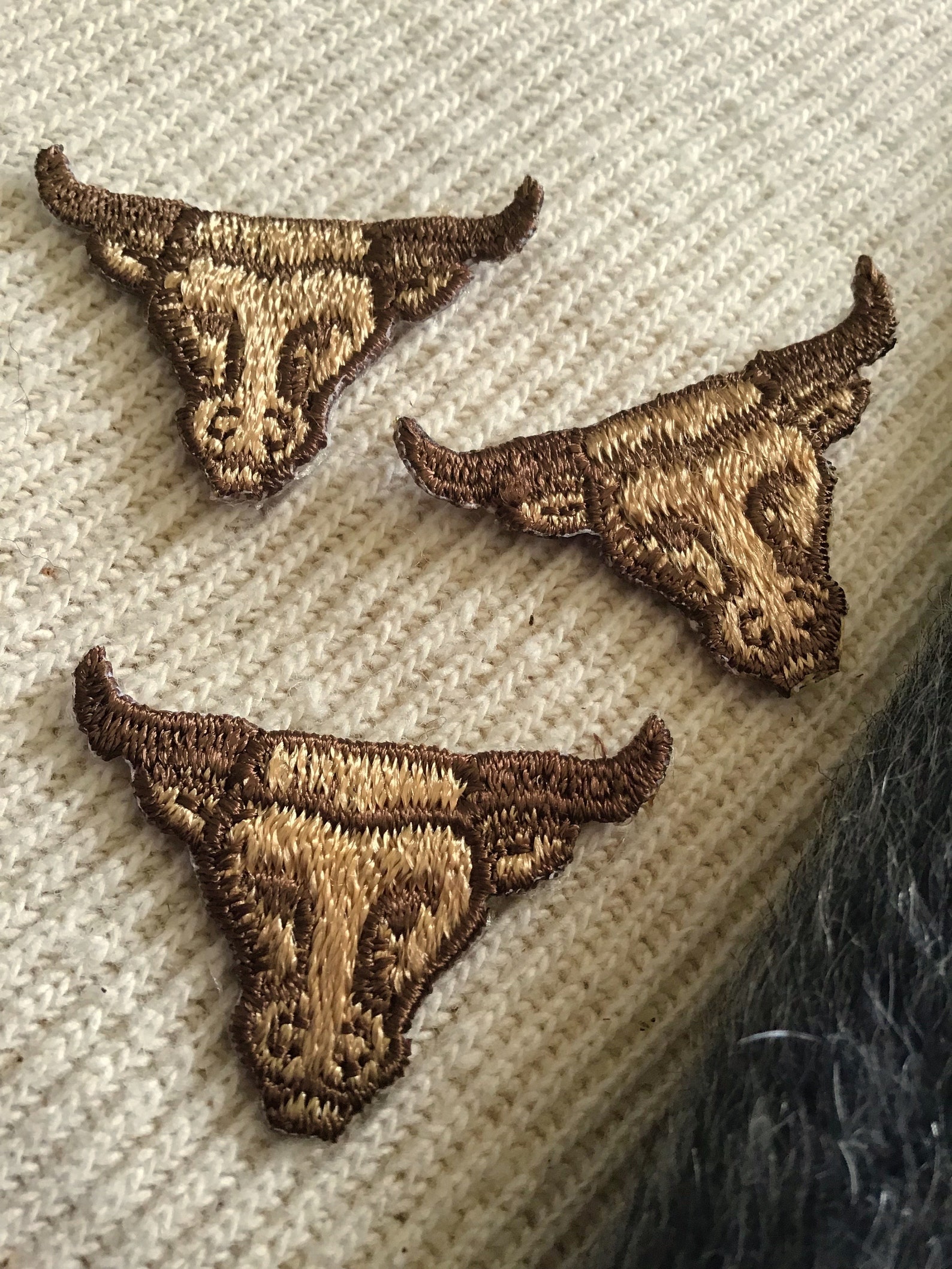 Vintage Iron on Bull Applique Brown and Gold Bull Embroidery - Etsy