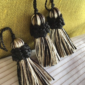 2pcs Conso 2" LUXURY KEY TASSELS Black White Tan Decorative Tassels for ...