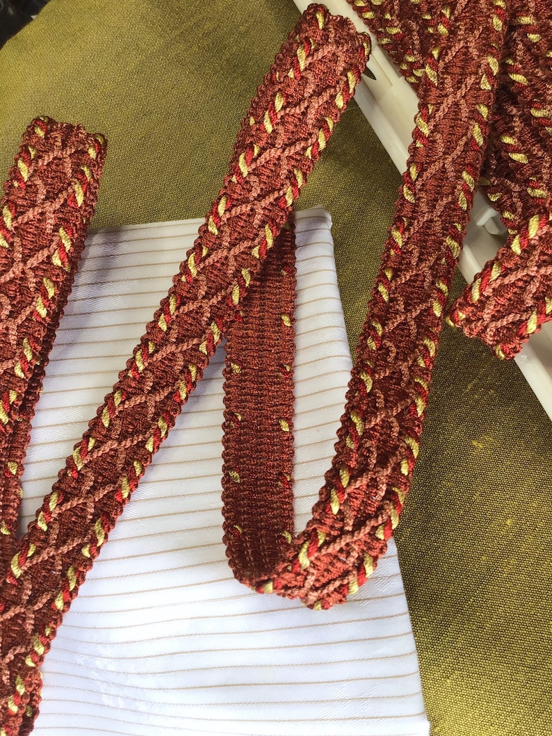 CONSO BRAIDED Decorative Trim by the Yard / Red Gold Burgundy - Etsy