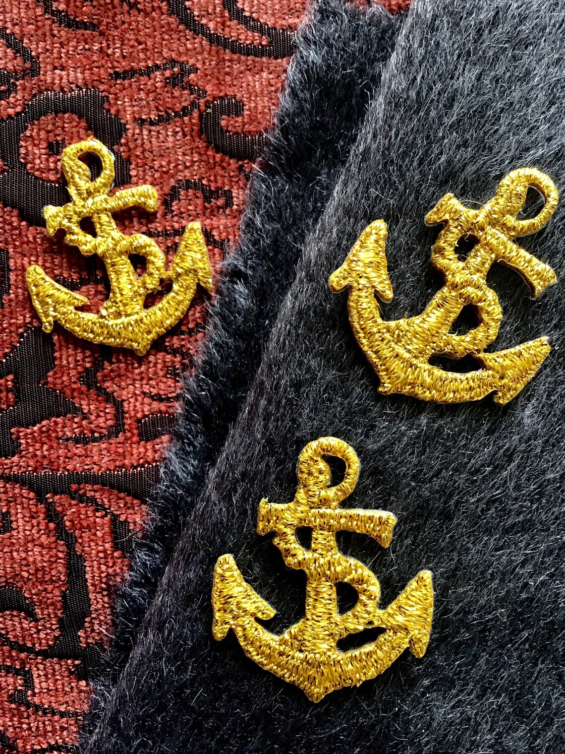 Nautical Metallic Gold Anchor Iron on Applique Patches Vintage ...