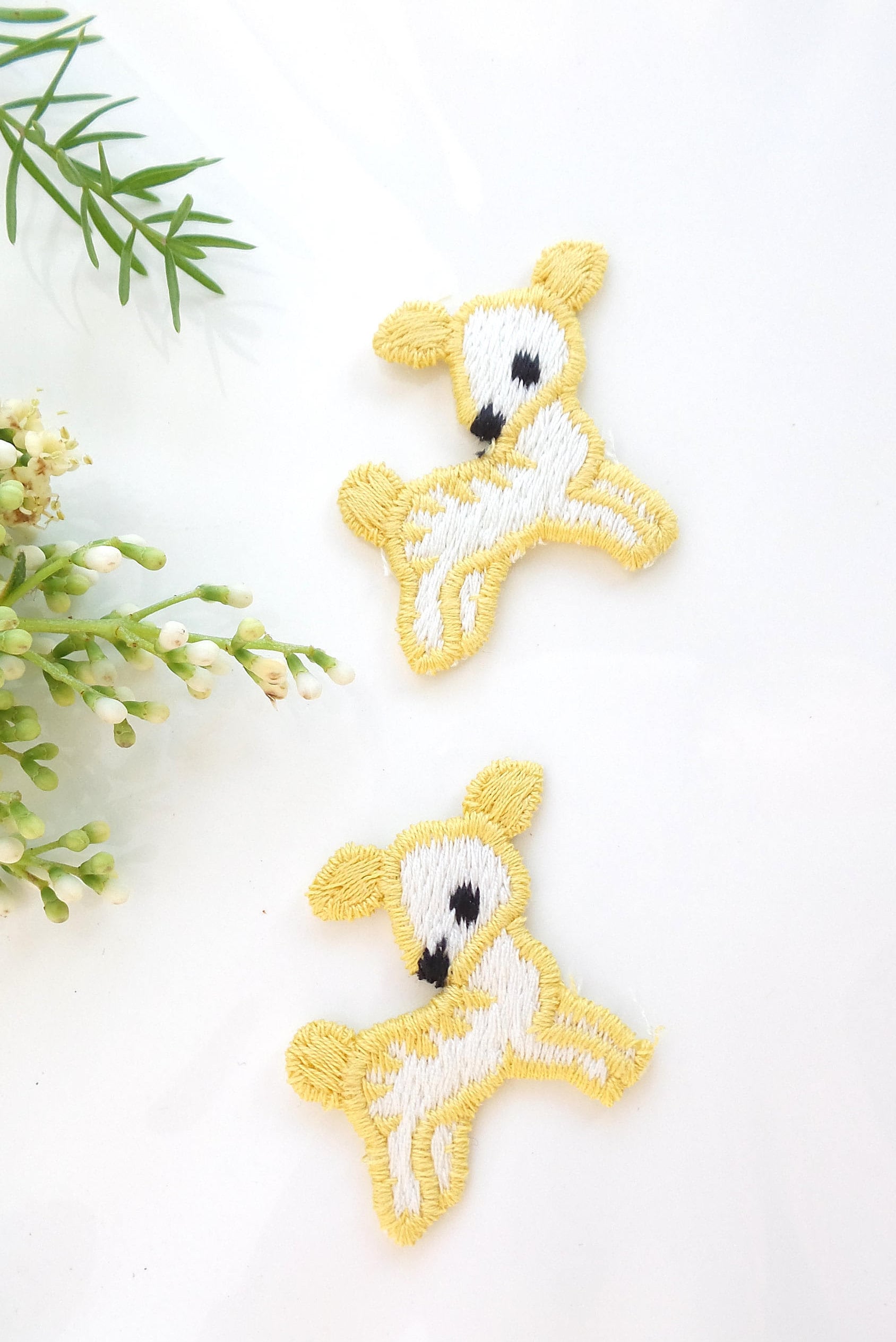 Deer Fawn Embroidered Applique Vintage Cornsilk White Deer Sew on ...