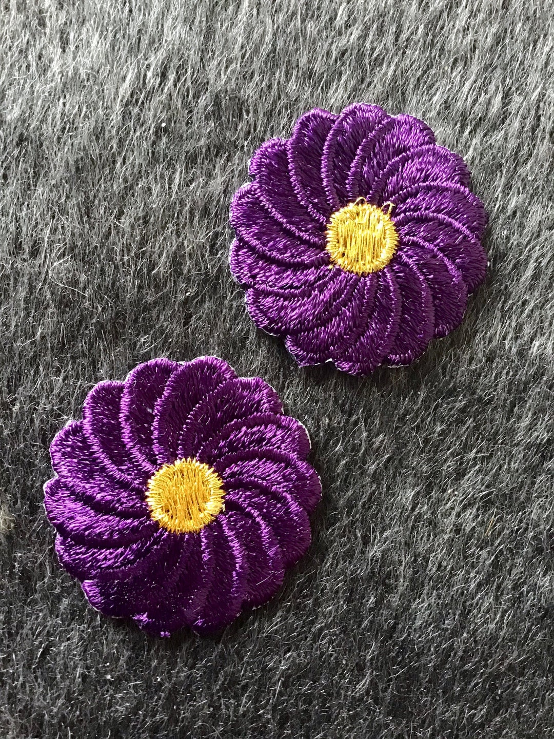 Vintage Iron on Flower Applique Patch, Purple Flower Embroidery ...