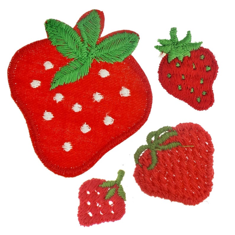 Strawberry Applique Patches Vintage Embroidered Strawberries | Etsy