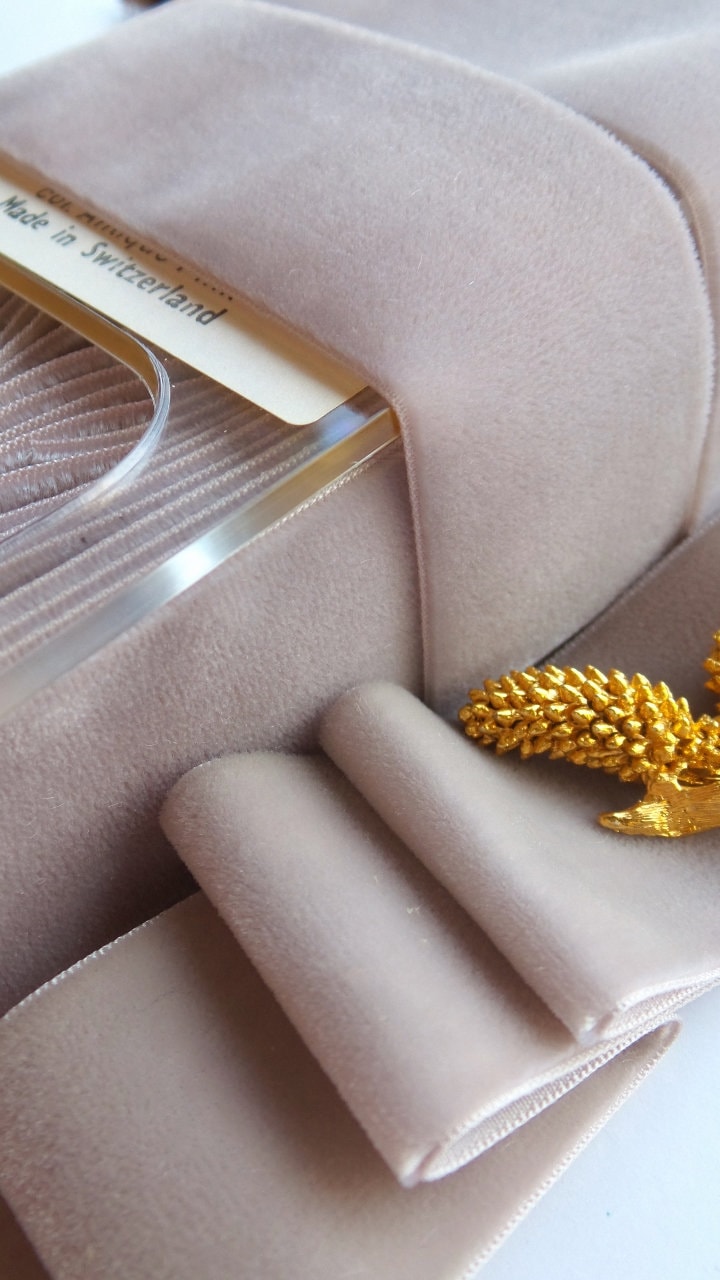 1.5 wide Swiss Velvet Ribbon Mauve Tan Vintage Velvet | Etsy