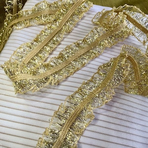 6FT Wrights GOLD METALLIC STRETCH Trim 1" Wide Soft Hand Sparkling Gold ...