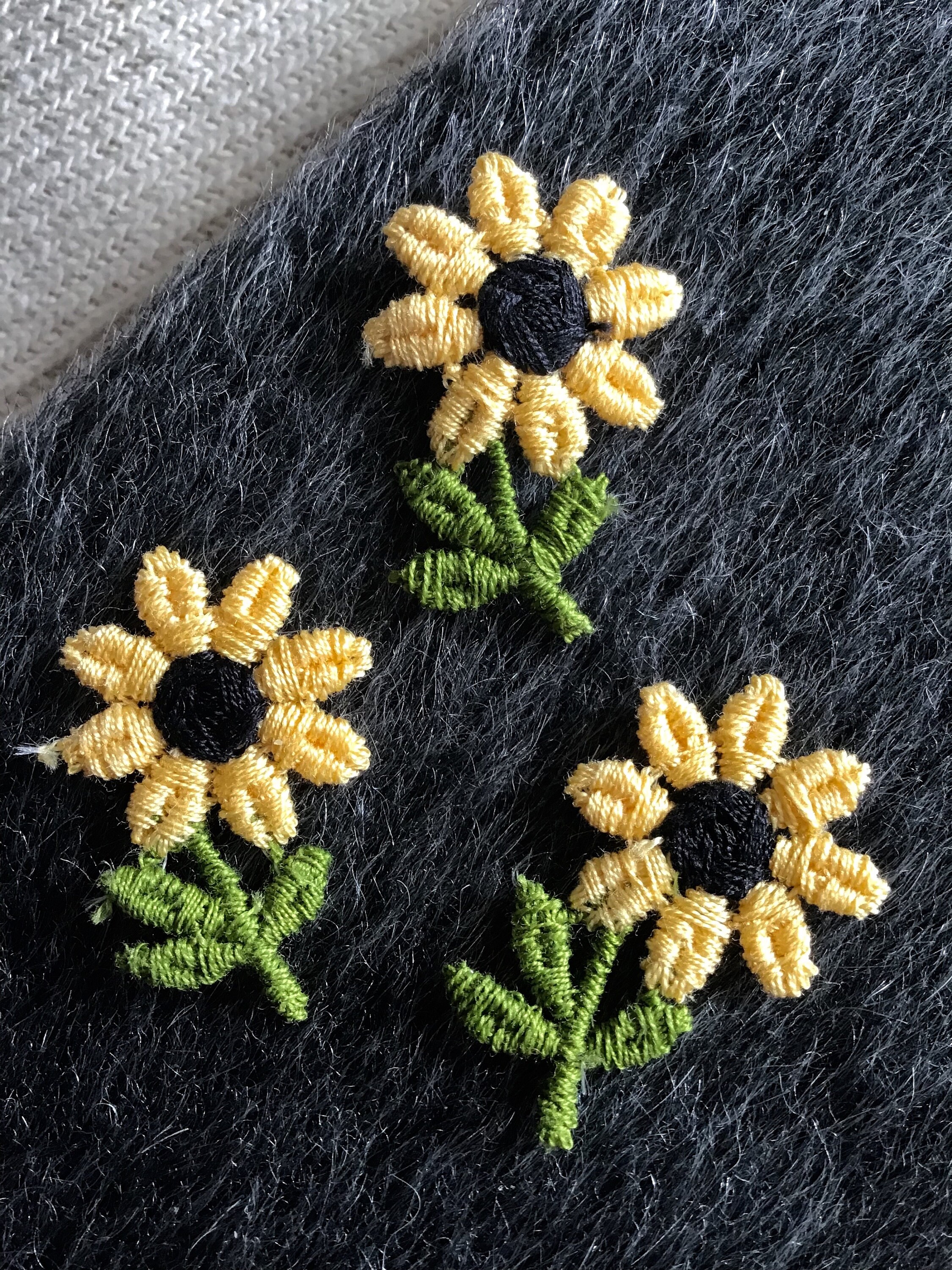 Vintage Yellow Flower Embroidered Applique, Vintage Embroidery Sew on ...