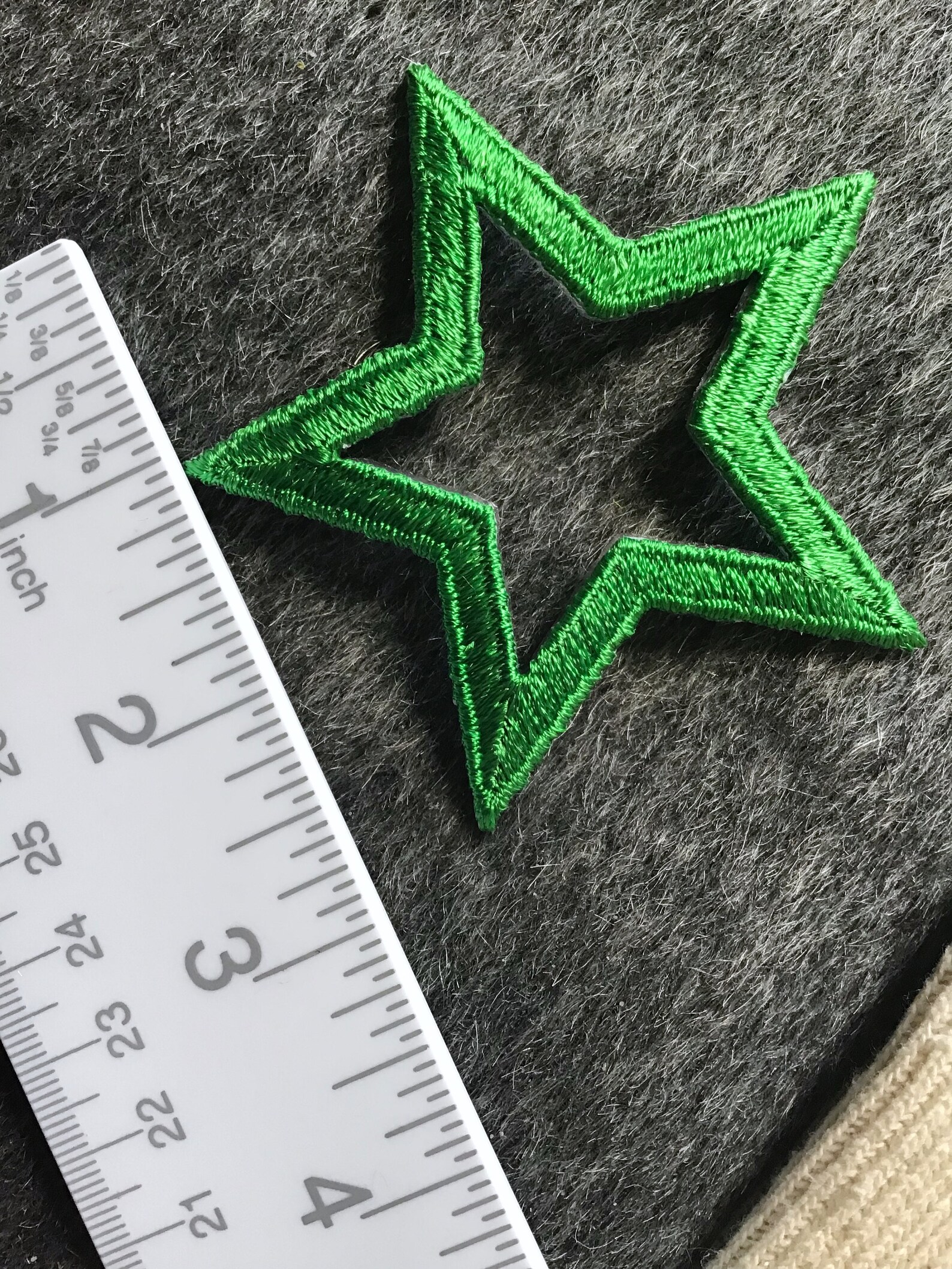 Vintage Embroidery Green Star Applique Iron On, Embroidered Big Star ...