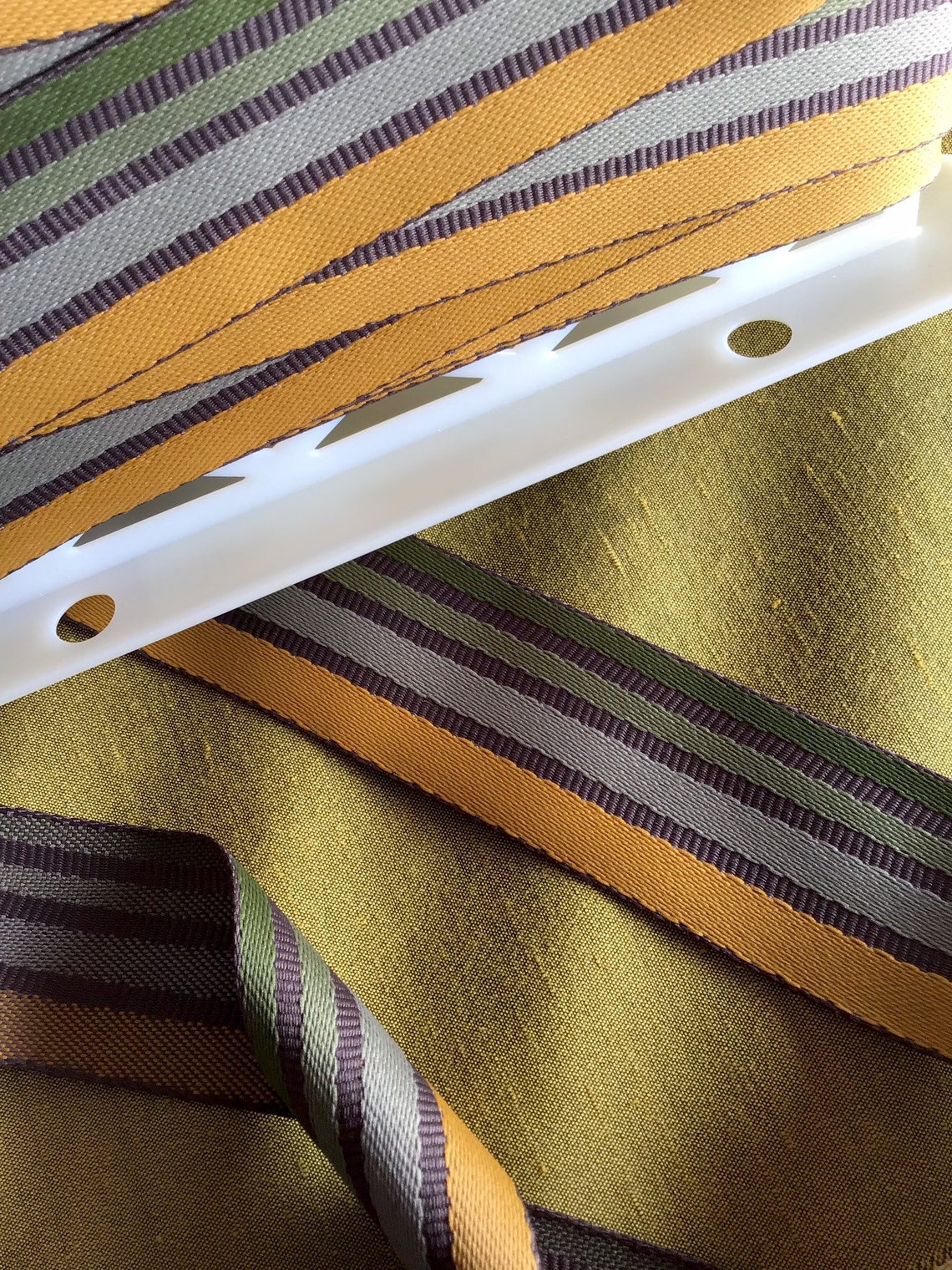 2" Wide Brownstone Collection Twill Band Ribbon Tape COMBO STRIPE Dark ...