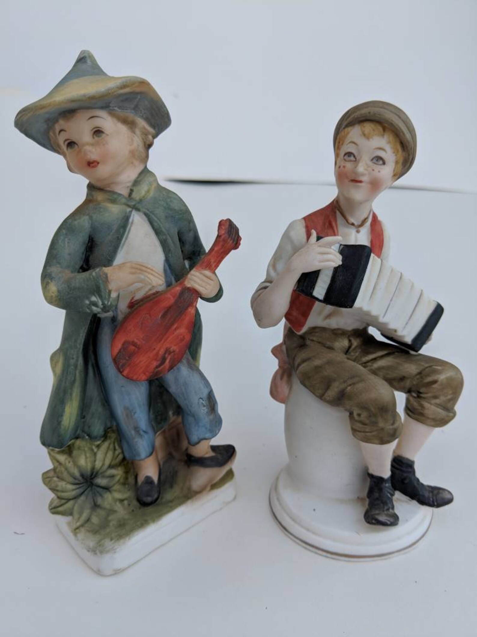 Bisque Figures 2 Musicians Boys Figures Accordion Mandolin - Etsy