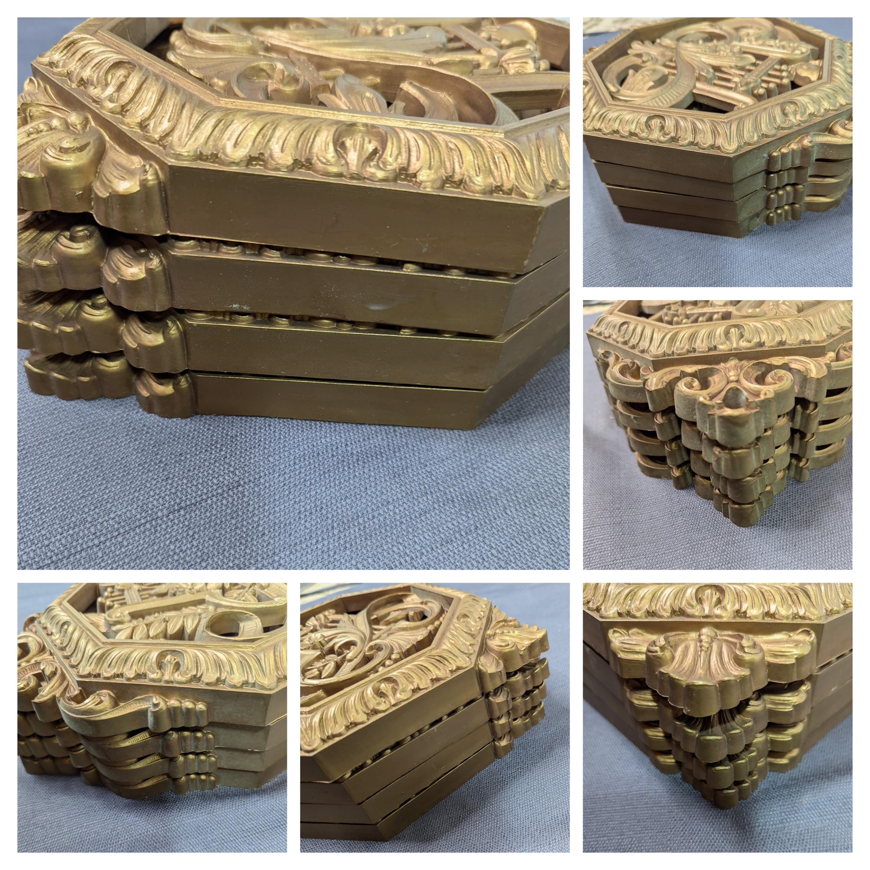 Vtg MCM 70s Music Instruments Wall Art Homco 4 Gold Plaques Complete ...