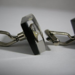 Vintage Mens Cufflinks 1960s Double Lucite Real Pearl Oyster Shell ...