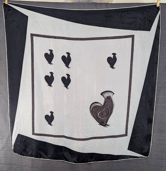 Mid Century Modern Silk Chickens Roosters Scarf 30.5 X - Etsy