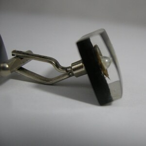 Vintage Mens Cufflinks 1960s Double Lucite Real Pearl Oyster Shell ...