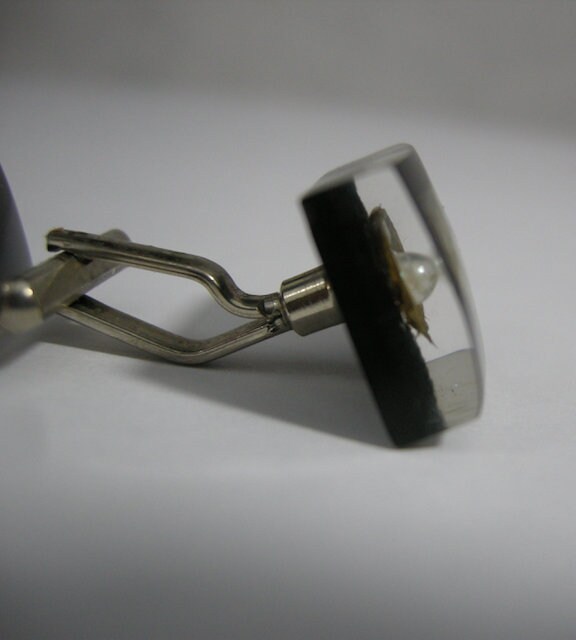 Vintage Mens Cufflinks 1960s Double Lucite Real Pearl Oyster Shell ...