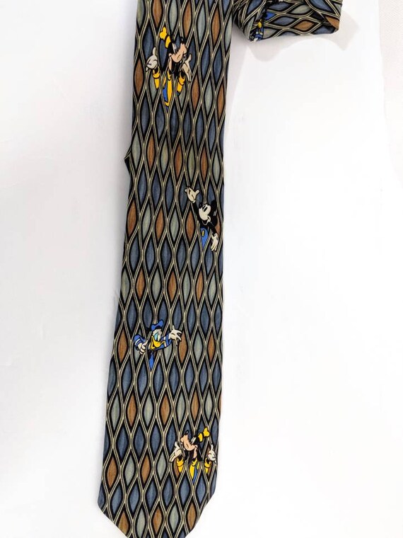 Vtg Disney Silk Tie Mickey Mouse Donald Duck Goofy G… - Gem