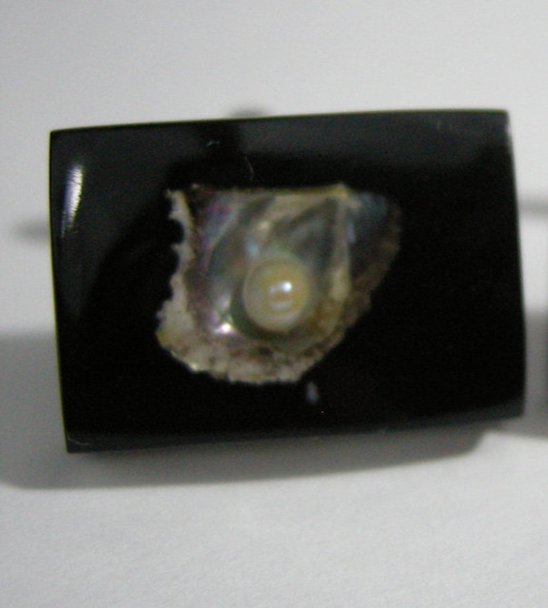 Vintage Mens Cufflinks 1960s Double Lucite Real Pearl Oyster Shell ...