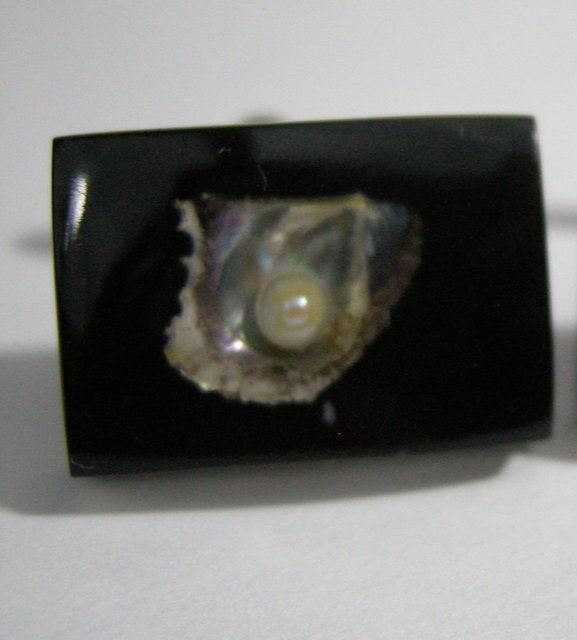 Vintage Mens Cufflinks 1960s Double Lucite Real Pearl Oyster Shell ...