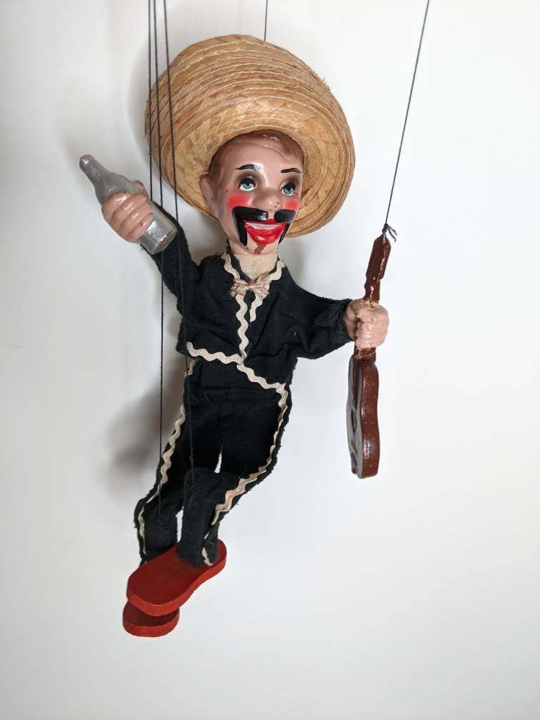 Mariachi Puppet 16 Inches Marionette Mexico Guitar Bottle Sombrero - Etsy
