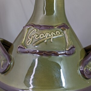 Vintage Italian Brandy GRAPPA Pottery Jug Green Bottle Wine Grape Vase ...
