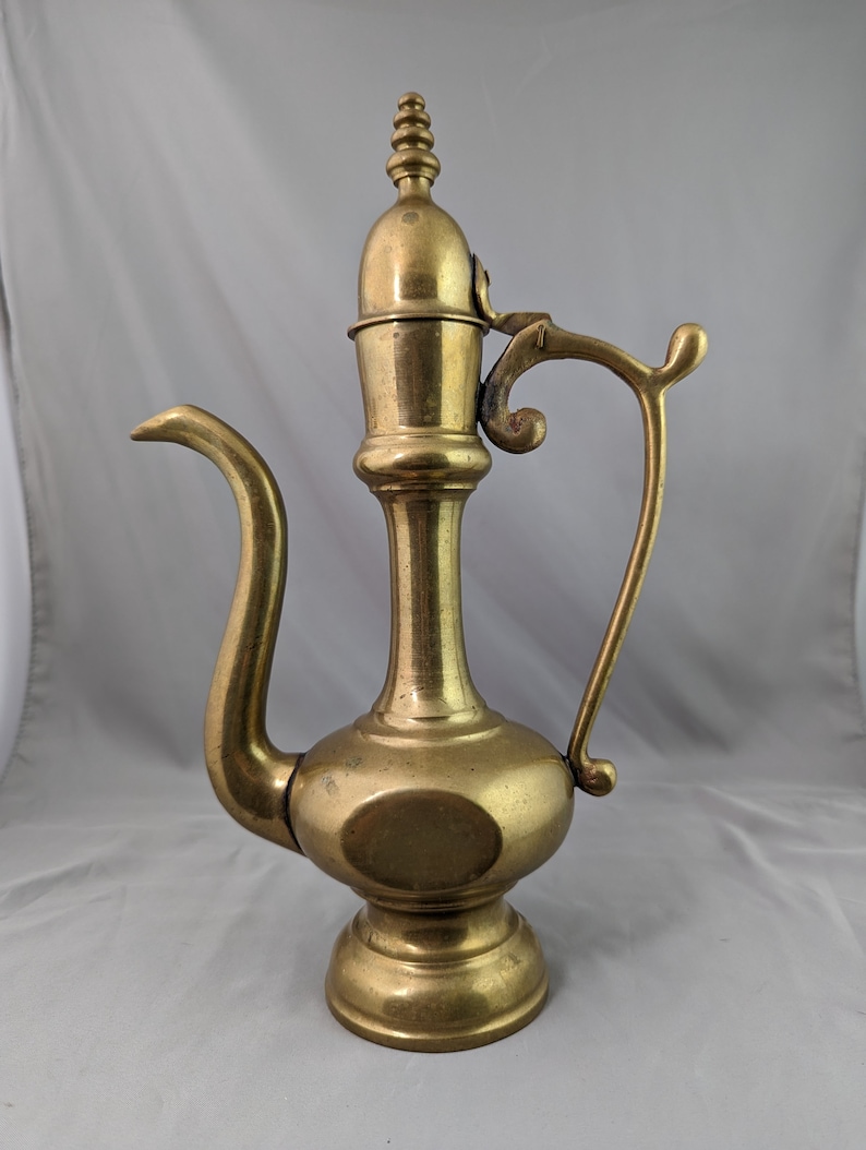 Vintage 12 in Middle Eastern Turkish Floral Brass Ewer Aftaba Pitcher ...