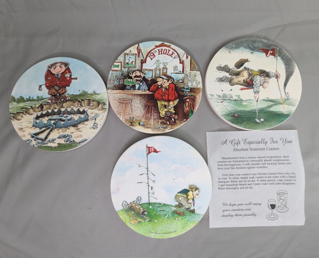 Golf Coasters Gary Patterson Comic Artist Stoneware 4 Designs - Etsy