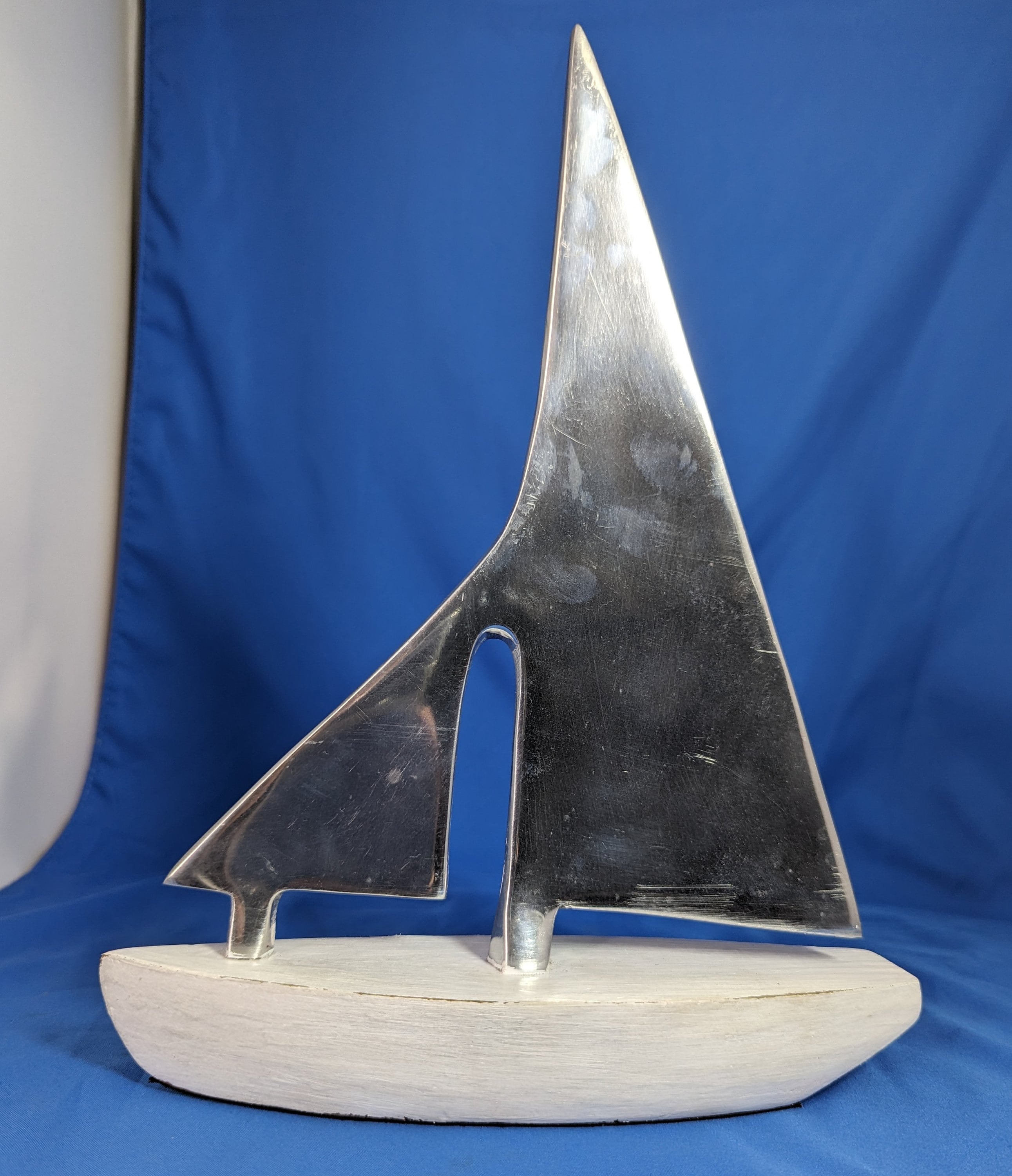 Sailboats Statues Aluminum and Wood 2 Boats Nautical Distressed ...