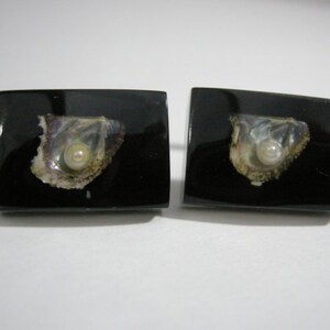 Vintage Mens Cufflinks 1960s Double Lucite Real Pearl Oyster Shell ...