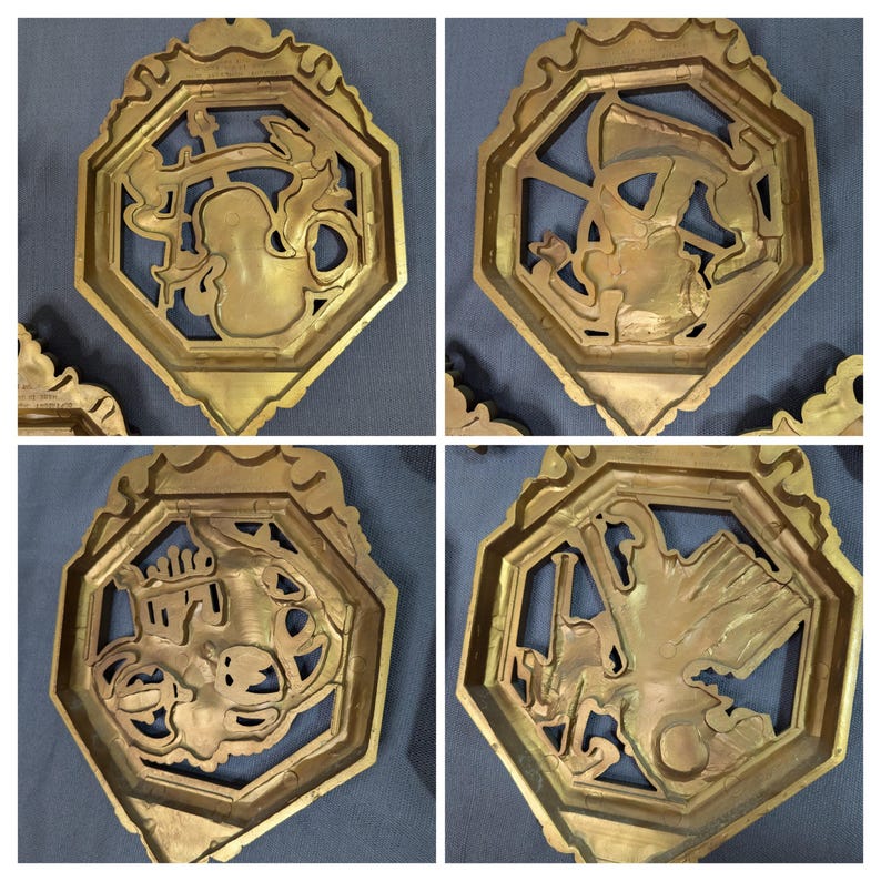 Vtg MCM 70s Music Instruments Wall Art Homco 4 Gold Plaques Complete ...