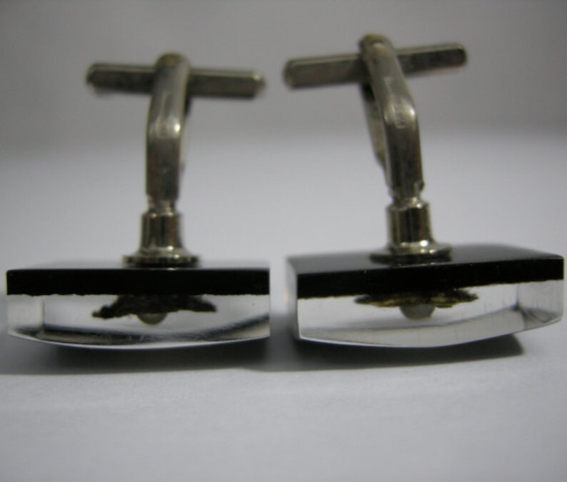 Vintage Mens Cufflinks 1960s Double Lucite Real Pearl Oyster Shell ...