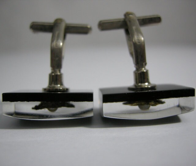 Vintage Mens Cufflinks 1960s Double Lucite Real Pearl Oyster Shell ...