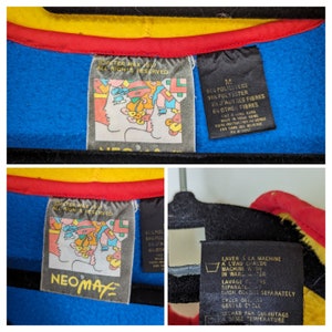1980s Neo Max Peter Max Medium Color Block Painting Fleece Pullover ...