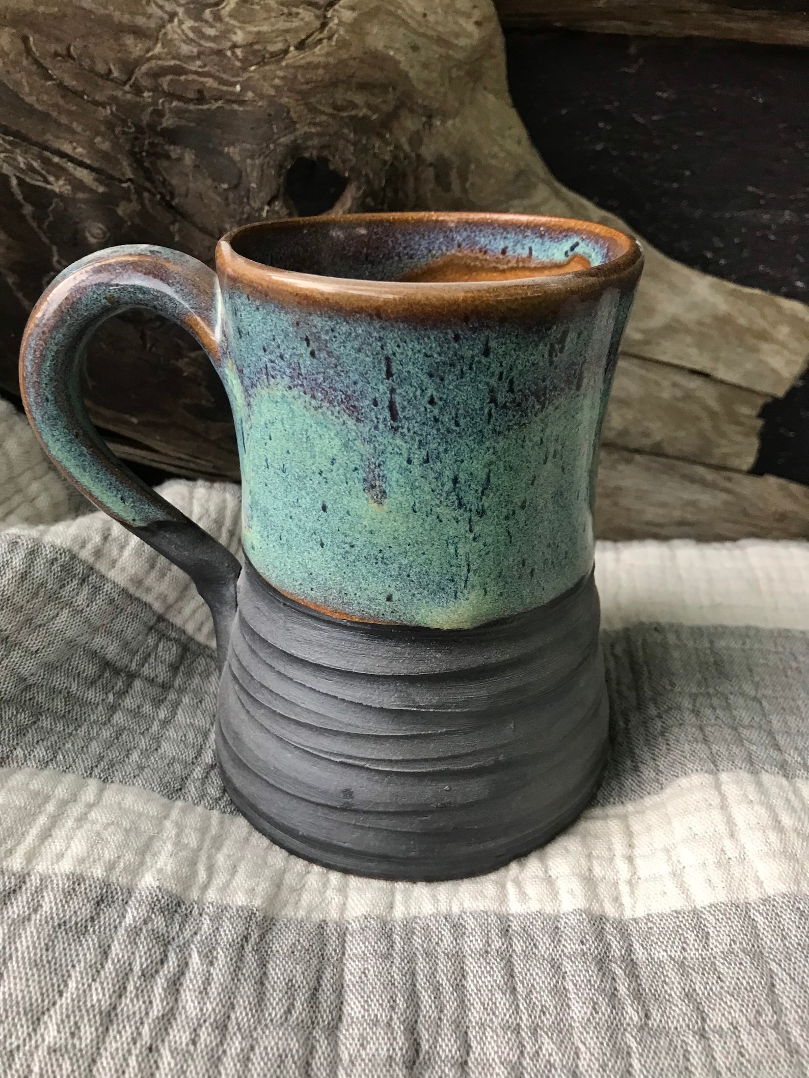 Turquoise Coffee Mug With Carved Texture - Etsy