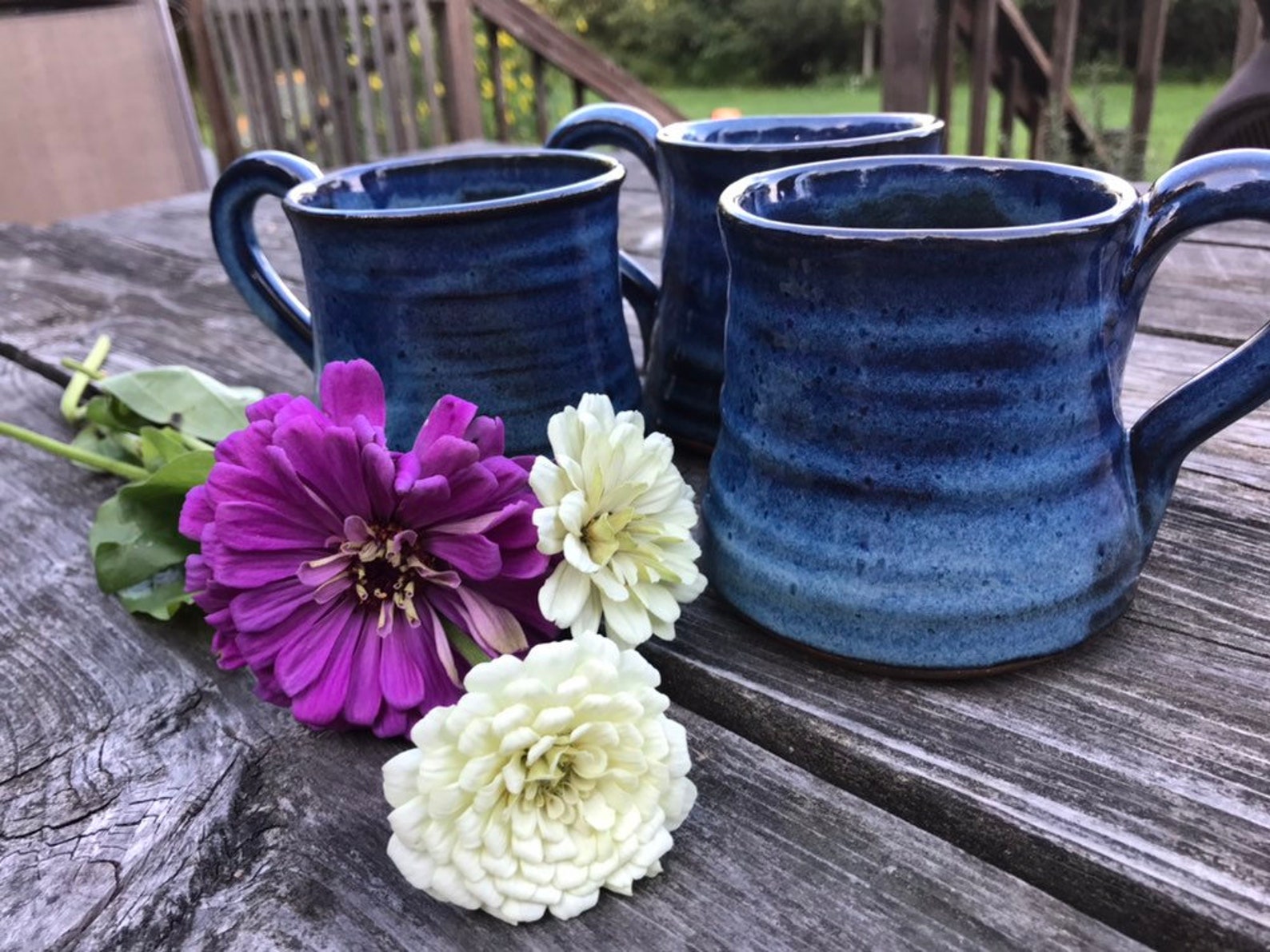 Rustic Mug Handmade Coffee Mug in Bright Blue - Etsy