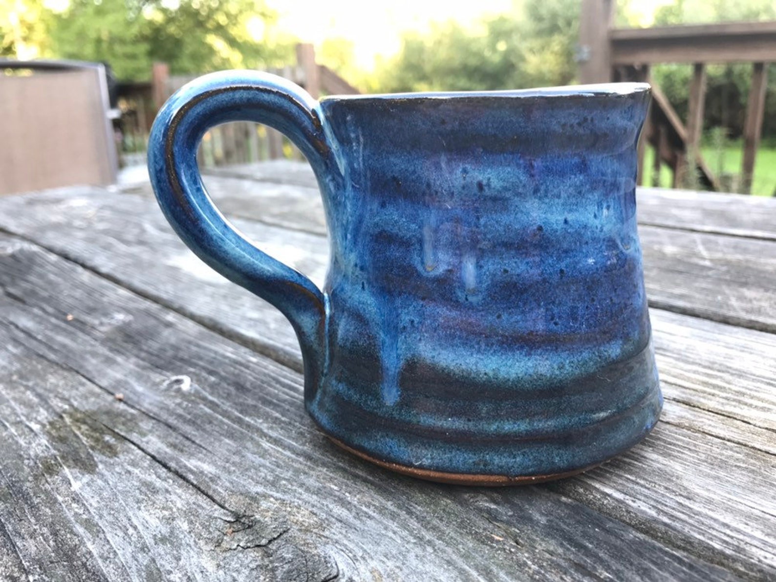 Rustic Mug Handmade Coffee Mug in Bright Blue - Etsy