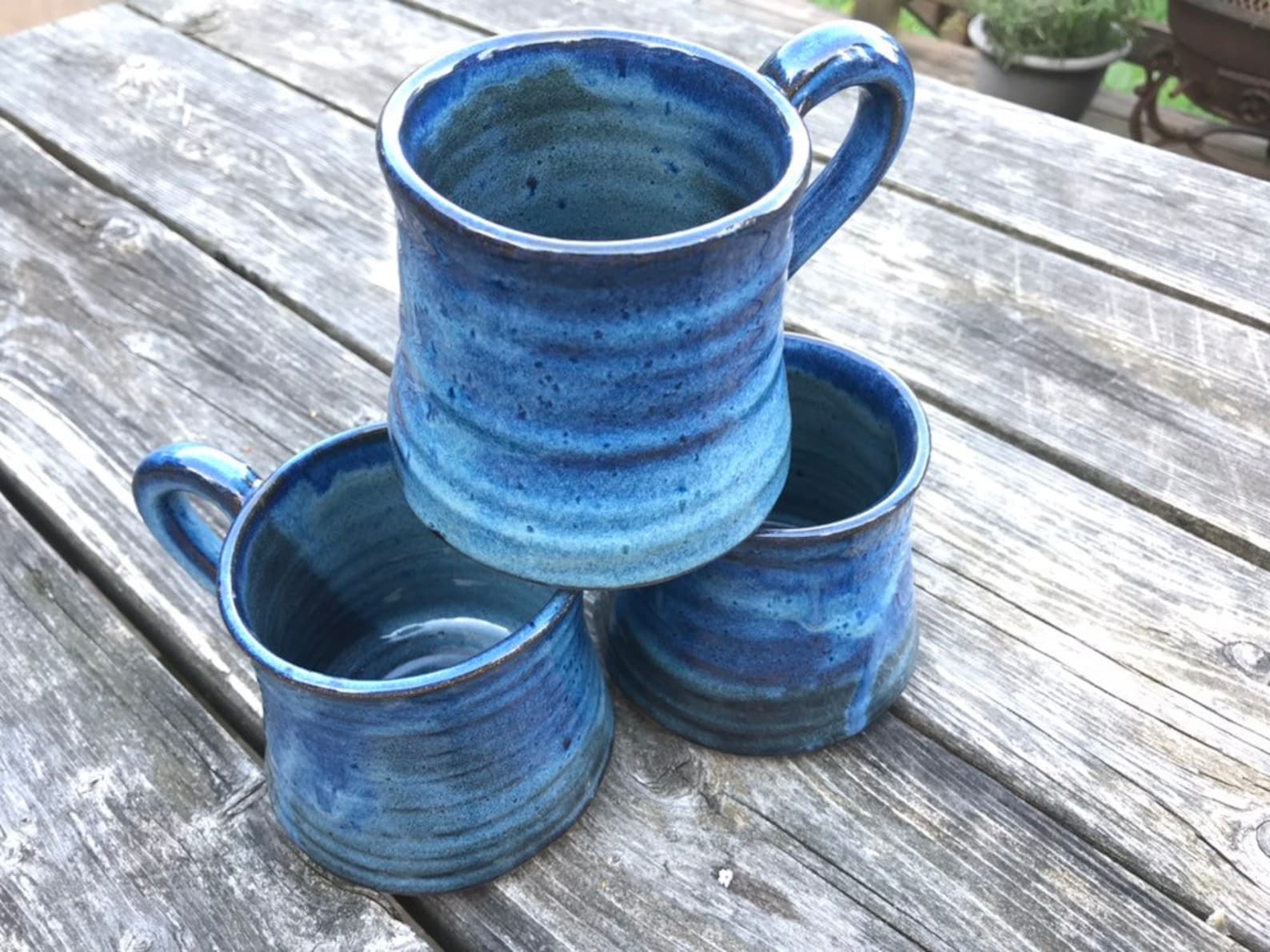 Rustic Mug Handmade Coffee Mug in Bright Blue - Etsy