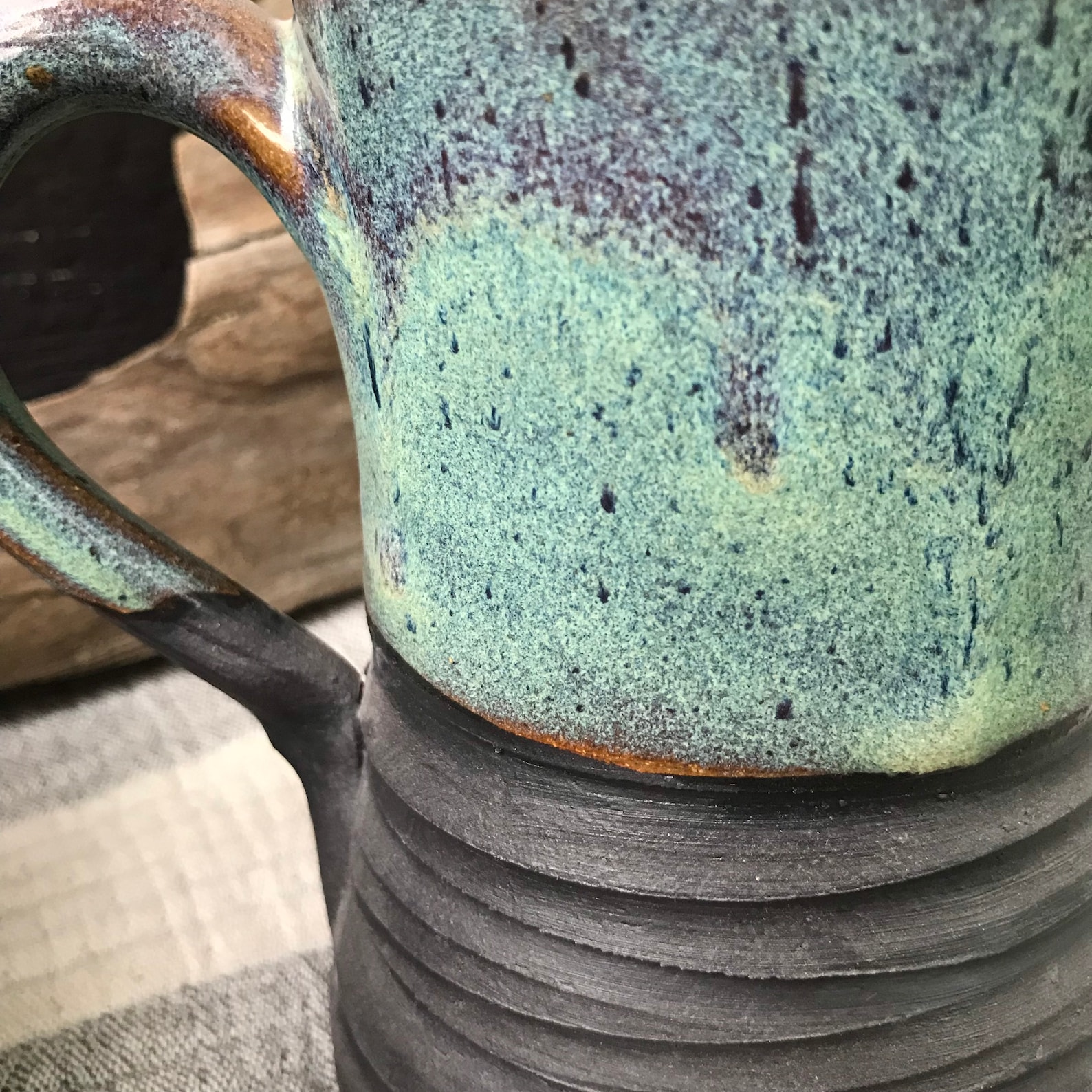 Turquoise Coffee Mug With Carved Texture - Etsy