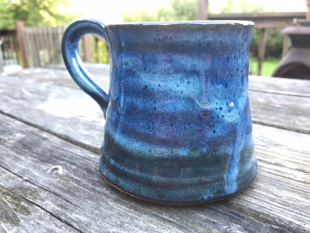 Rustic Mug, Handmade Coffee Mug in Bright Blue - Etsy