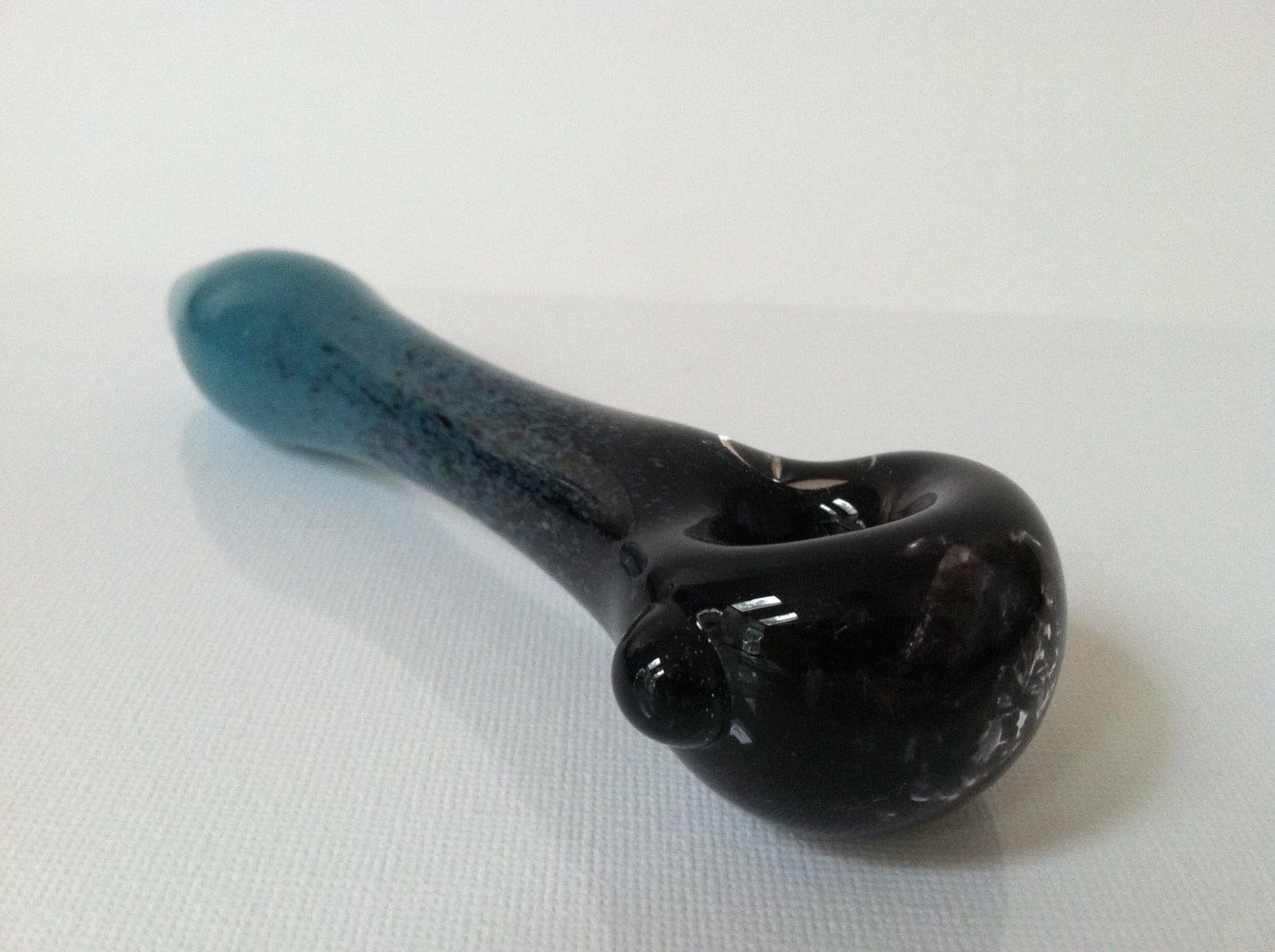 Glass Pipe, Glass Spoon Pipe, Aqua Pipe, Black and Aqua Glass Pipe ...