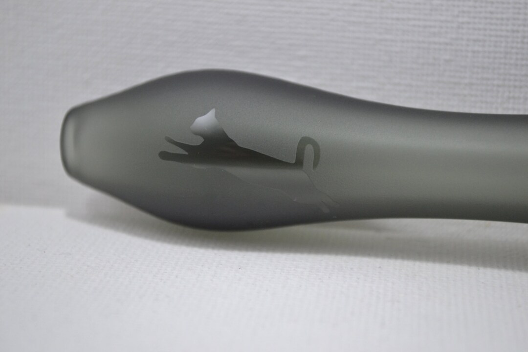 Glass Pipe, Kitty Cat Spoon Pipe, Spoon Pipe, Sand Etched Spoon Pipe ...