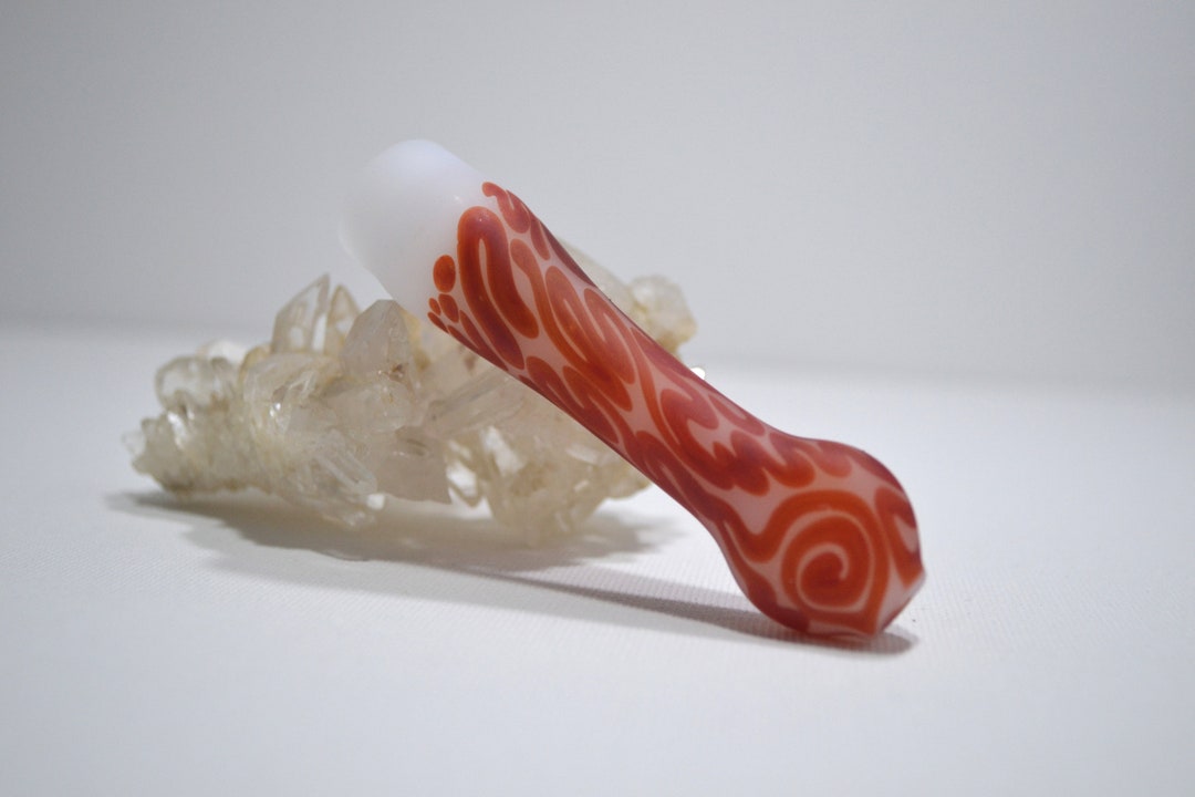 Small Glass Pipe, Glass Pipe, Red and White Glass Pipe, Glass Blown ...