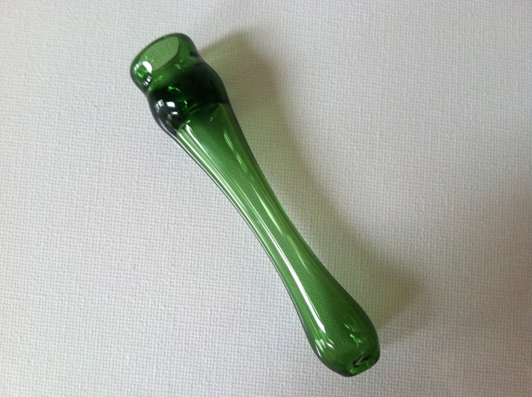 Glass Pipe, Green Glass Bat, Small Glass Pipe, Green Pipes, Glass Blown ...