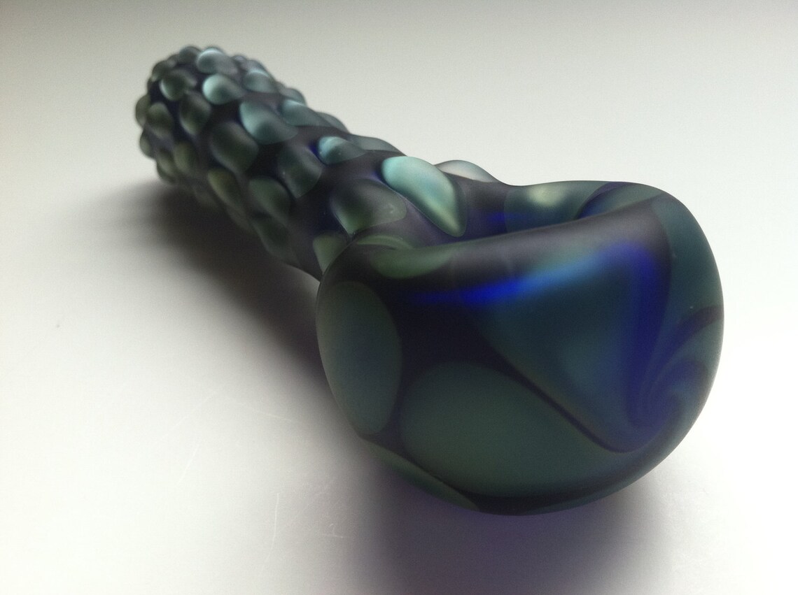 Glass Pipe Spoon Pipe Blue and Green Shimmer Spoon Pipe - Etsy