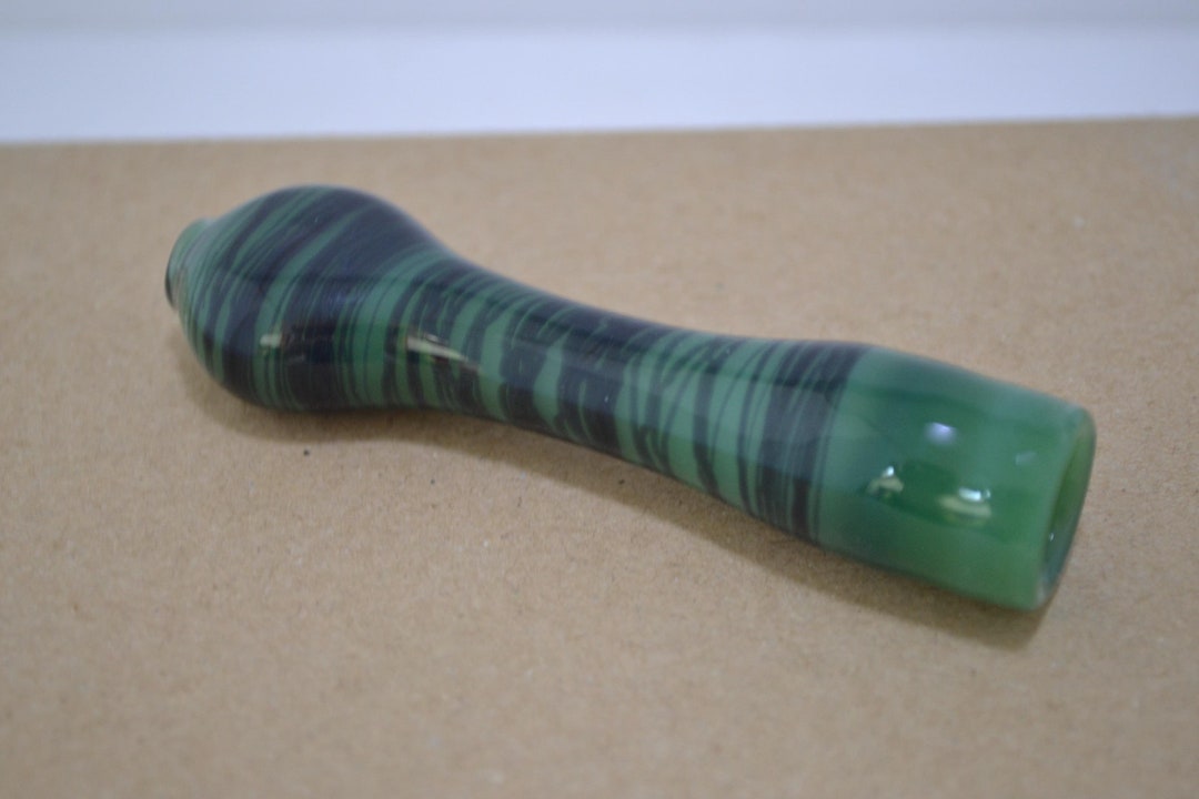 Glass Pipe, Pipe, Green and Black Bat Glass Pipe, Small Glass Pipe ...