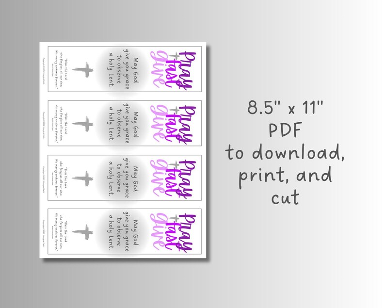 Lent Bible Bookmark: Pray Fast Give - Sunday School Handout (PDF) - Etsy