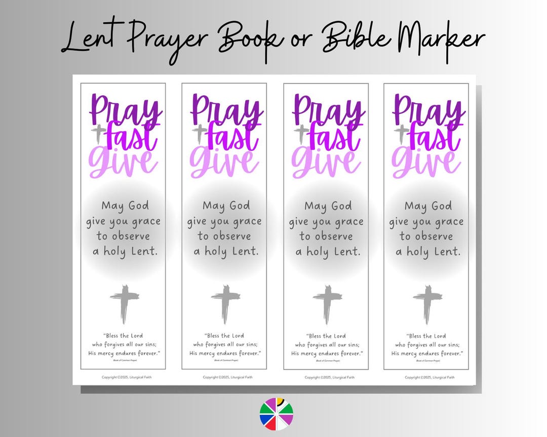 Lent Bible Bookmark: Pray Fast Give - Sunday School Handout (PDF) - Etsy