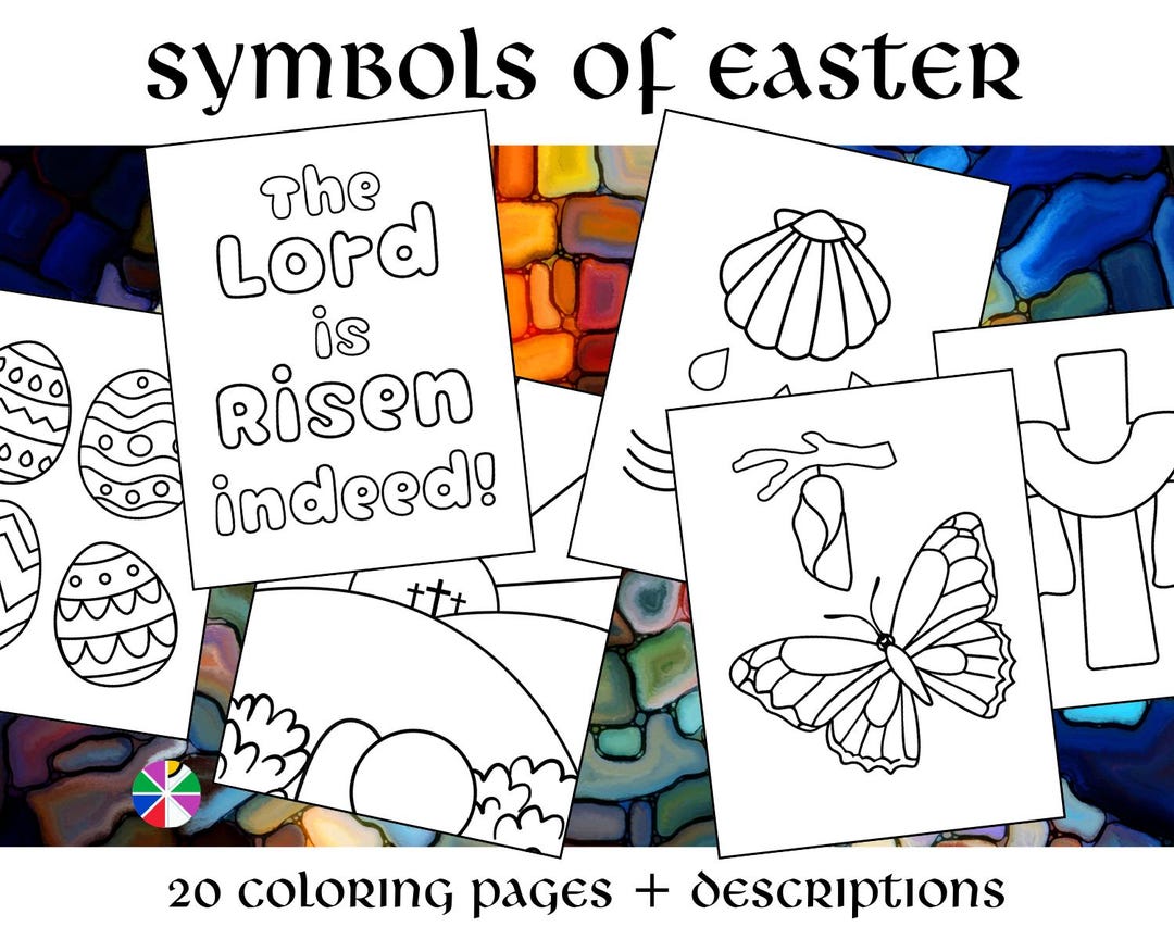 Easter Symbol Coloring Pages With Guide: Christian Home & Sunday School ...