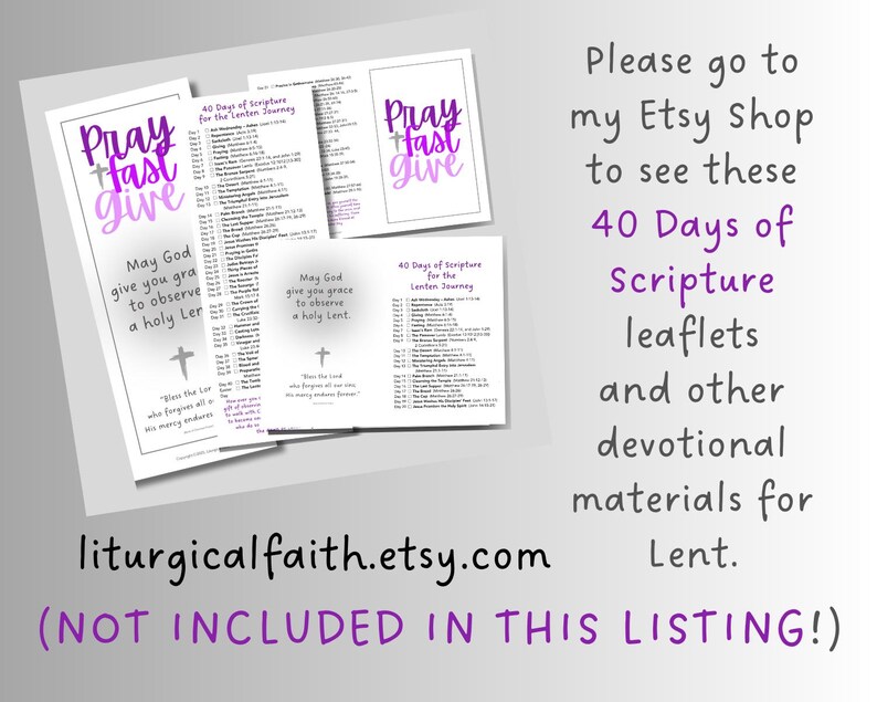 Lent Bible Bookmark: Pray Fast Give - Sunday School Handout (PDF) - Etsy